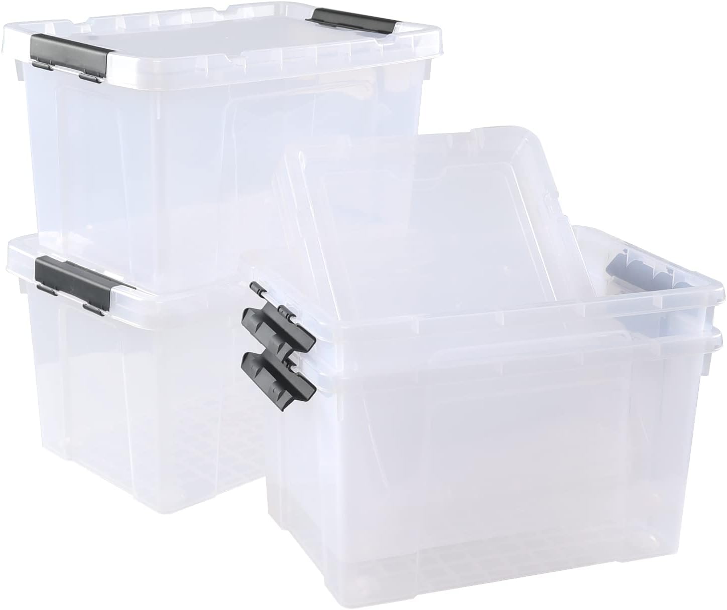 Amazon.com: Drephia 4 Pack 22 L Clear Plastic Storage Box with Wheels ...
