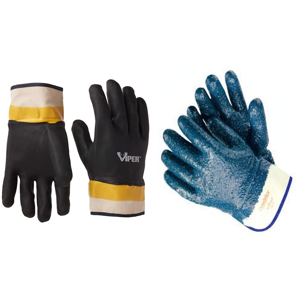 Galeton Viper Double Coated PVC Gloves Safety Cuff Black (Pack of 12 ...