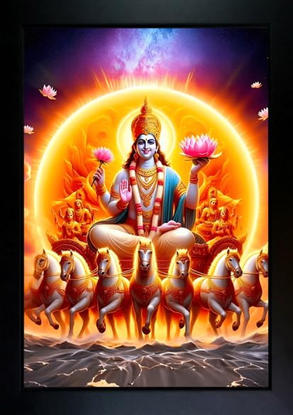 CrowdHall Surya Dev Photo Frame | Lord Surya Dev Wall Painting For Home ...