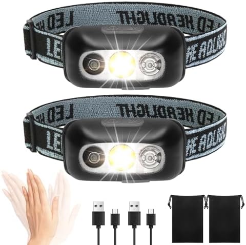 World's Brightest Headlamp Rechargeable Headlamp Flashlight 2-Pack, 8 ...