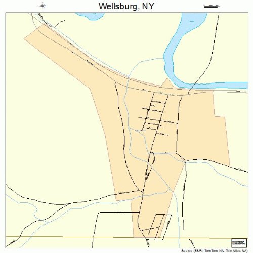 Large Street & Road Map of Wellsburg, New York NY - Printed poster size ...
