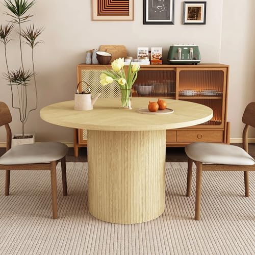 Amazon.com - LOPEZSOGNO 47" Modern Wood Round Dining Table with Solid ...