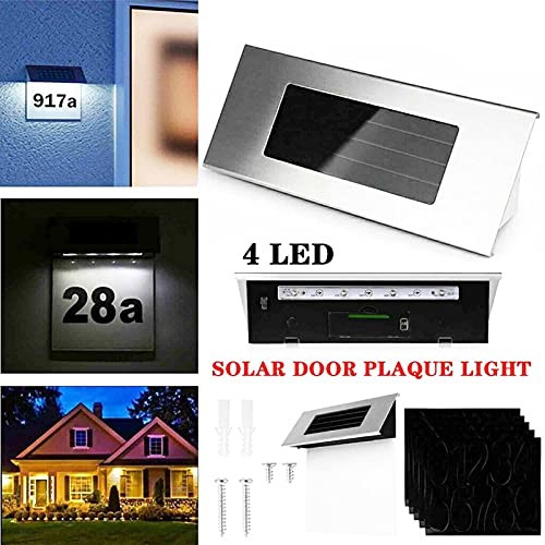 BuyWeek Solar Light House Numbers, 4 LED Solar Door Number Plaques ...