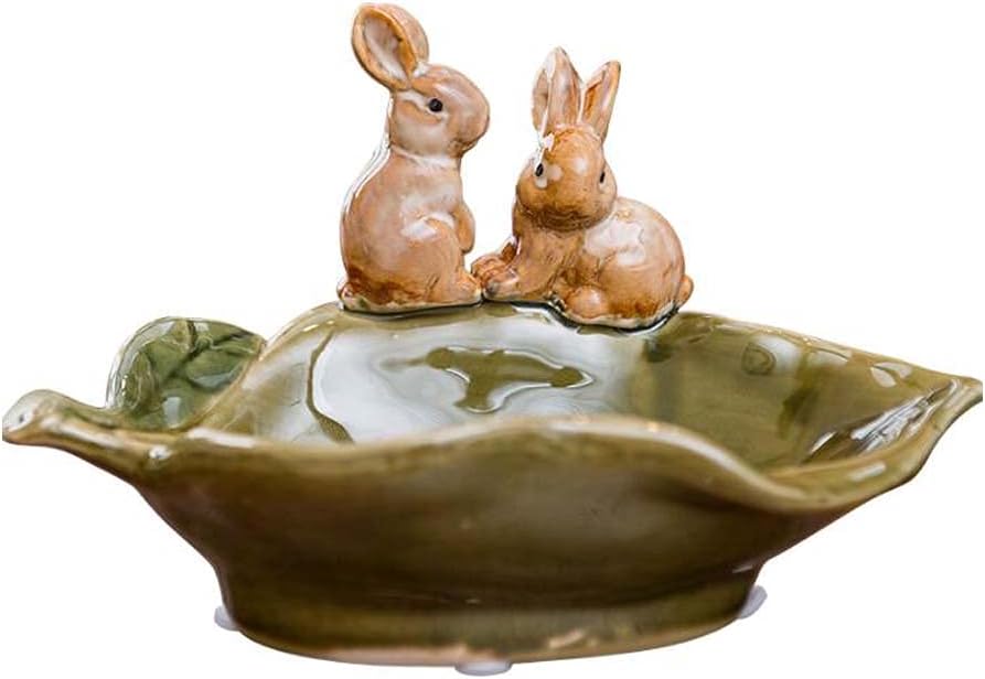 Amazon.com: Gentle Meow Rabbits Rustic Ceramic Soap Dish Bathroom Hotel ...