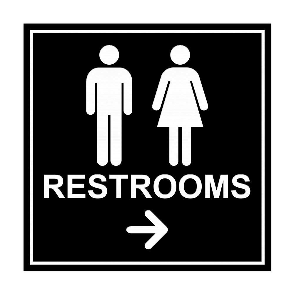 Amazon.com : Signs ByLITA Square Restrooms right arrow Sign with ...