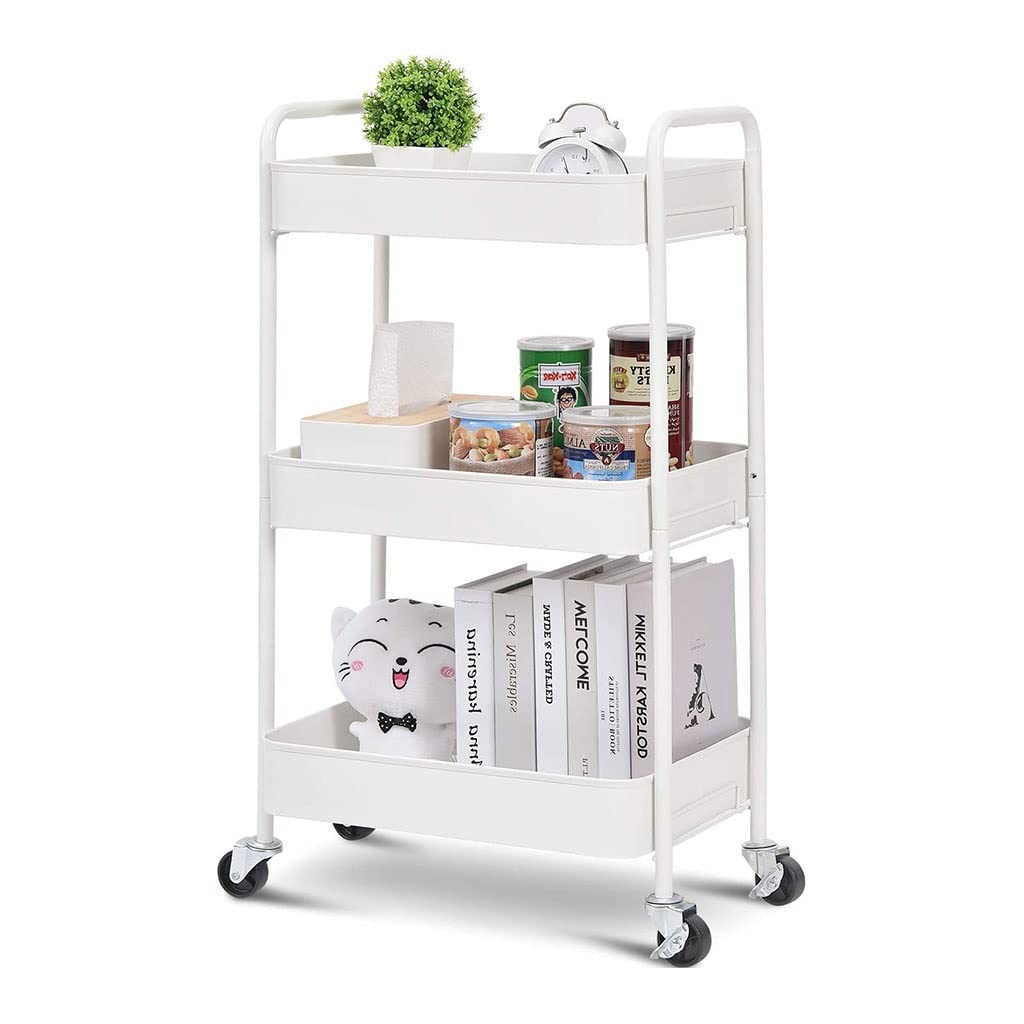Buy ZHEN GUO 3-layer Rolling Trolley, Metal Storage Trolley With ...