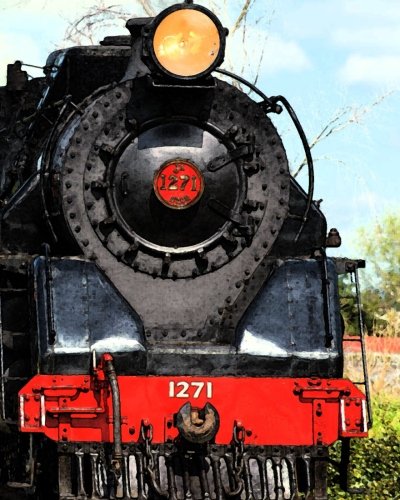 1271: Steam Engine Train Notebook, 8 x 10 wide ruled: River Breeze ...
