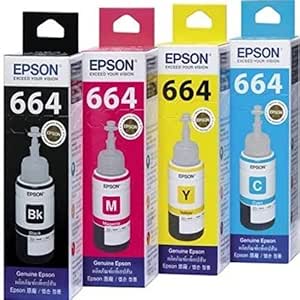 Epson T664 Ink Bottle (Cyan, Magenta, Yellow, Black) Ink Tank Printer L100, L200, L210, L220 ...