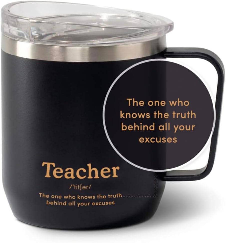 VAHDAM Teacher Appreciation Mug - 300ml/10.1oz Black Reusable Travel Tumbler | 18/8 Stainless ...