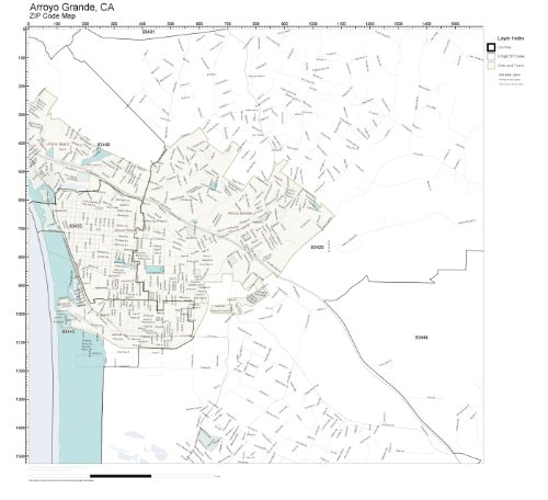 Amazon.com: Código Postal pared Mapa de Arroyo grande, Ca Código Postal ...