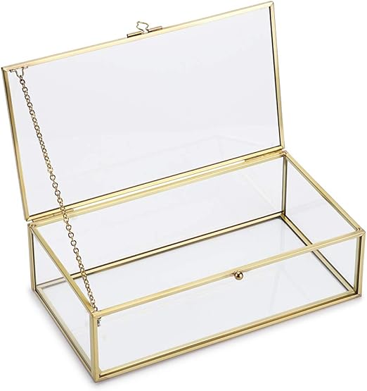 Amazon.com: Hipiwe Vintage Glass Keepsake Box, Rectangle Jewelry ...