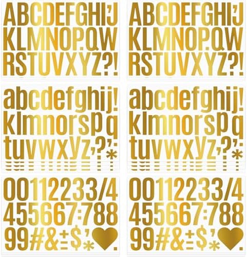 Amazon.com: Gold Letter Stickers 6 Sheets, 2 Inch Vinyl Alphabet ...