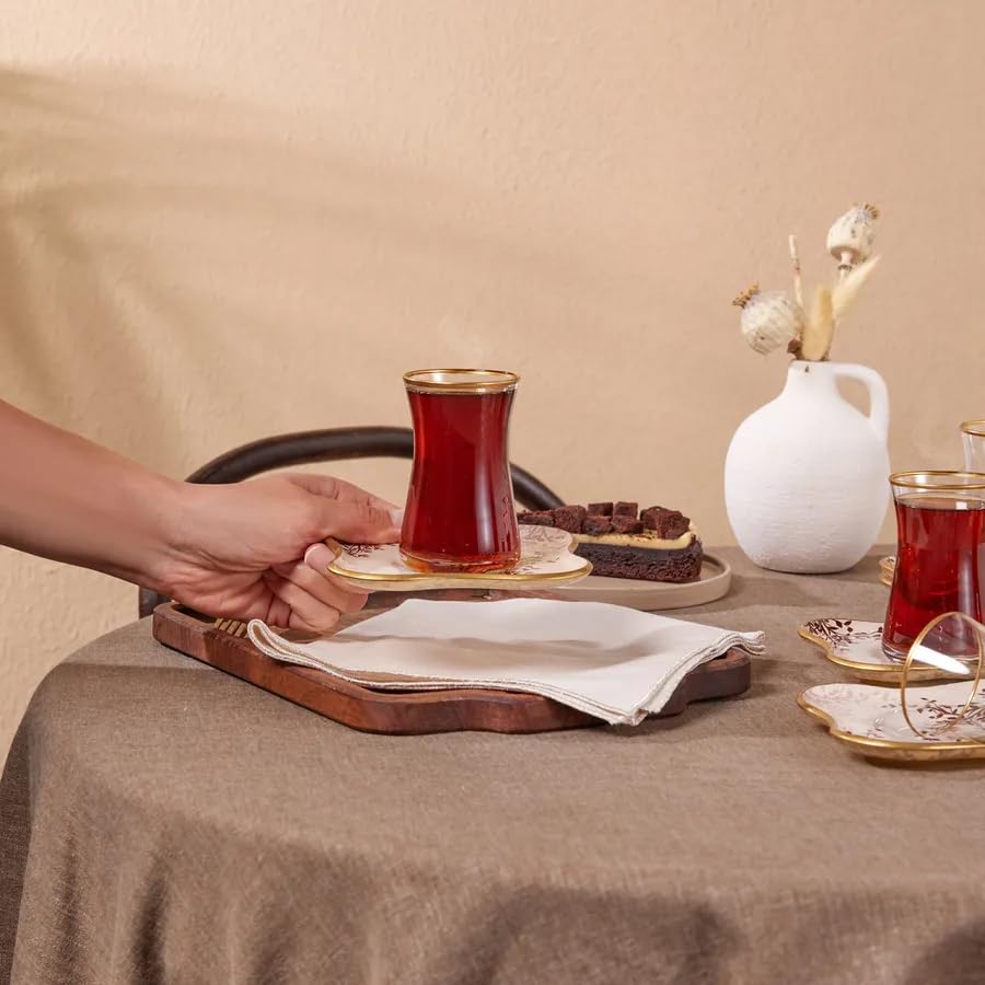 Snapklik.com : KARACA Leaf Tea Set For 6 People - 6 Turkish Tea Cups ...
