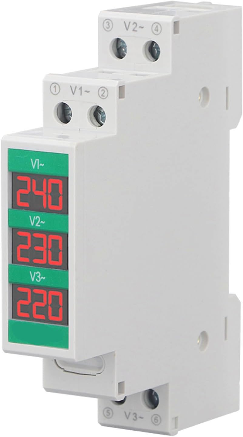 3 Phase AC Voltmeter 60‑450V LCD Digital Voltage Meter Electric Power ...