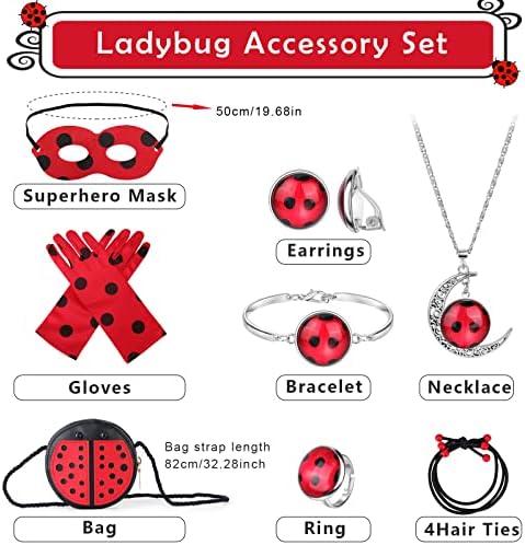 HIFOT Ladybug Costume Accessories Set, Ladybug Gloves Mask Bracelet ...