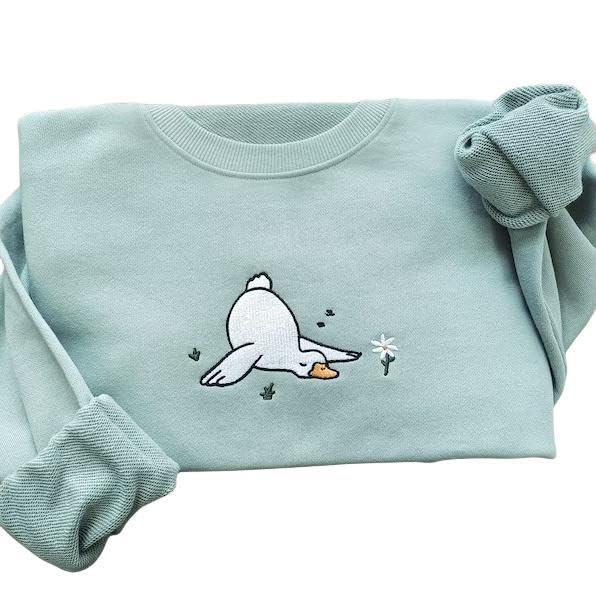 Amazon.com: Duck and Daisy Embroidered Crewneck Sweatshirt,Silly Goose ...