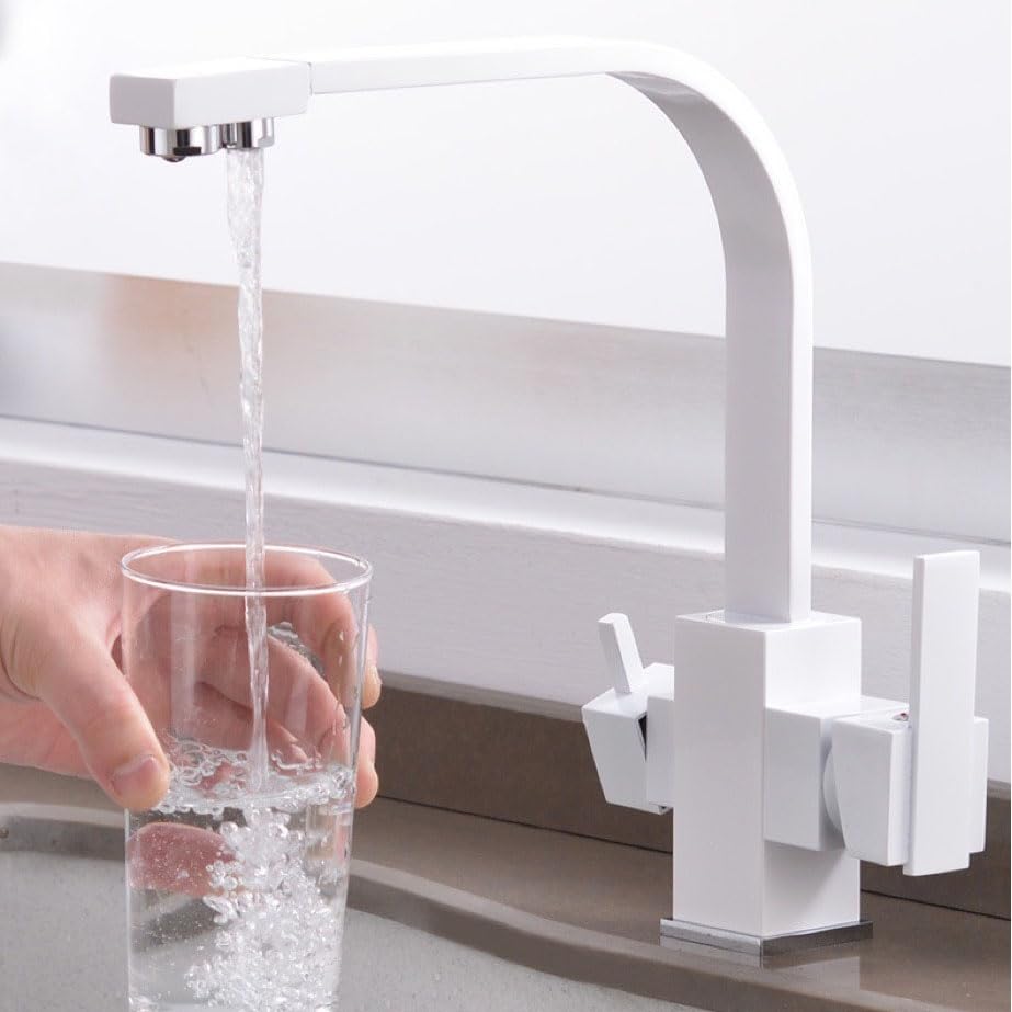 3-Way Kitchen Tap Kitchen Brass 2 Water Outlets 360° Swivel Mixer Tap ...