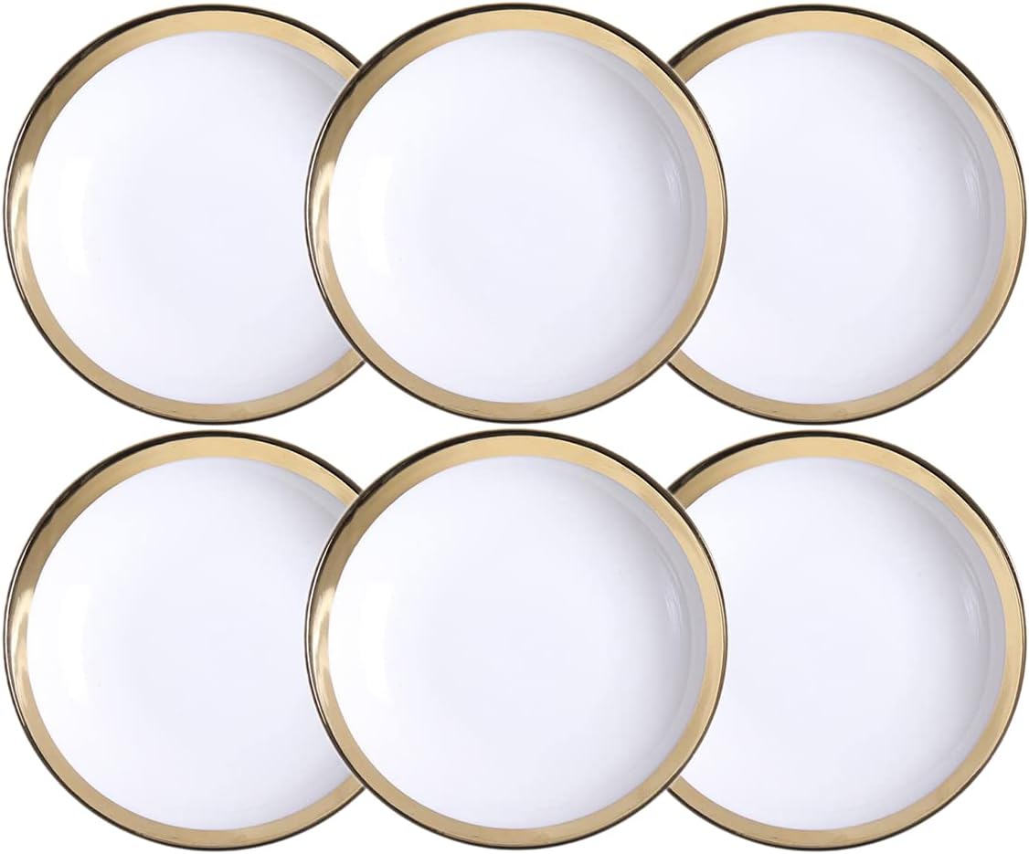 Amazon.com: JHNIF 6pcs White Porcelain Appetizer Plate with Gold Trim ...