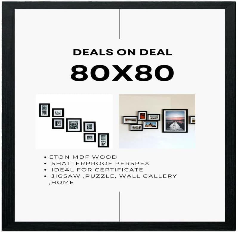 DEALS ON DEAL Extra Wide 80x80cm Frame Black- Large 80 x 80 cm Picture ...