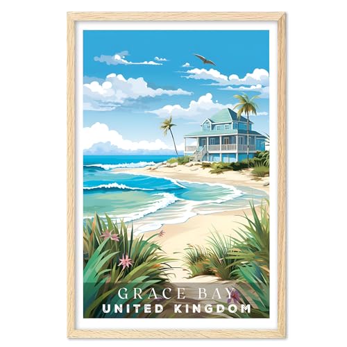 Amazon.com: Grace Bay Beach Poster, Beautiful Beach Prints, Vintage ...