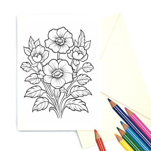 Amazon.com: Floral Coloring Cards, 5" x 7", Stationary Set, Adult ...