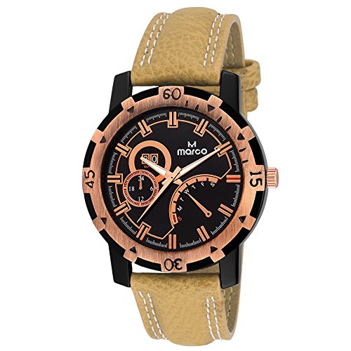 MARCO Brown Dial Beige Strap Men's Analog Watch : Amazon.in: Fashion
