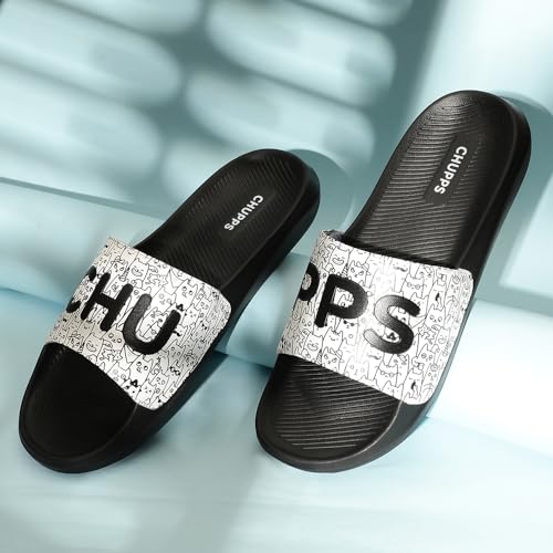 CHUPPS Cat-A-Mood Black & White Drift Orthopedic Slippers | Soft ...