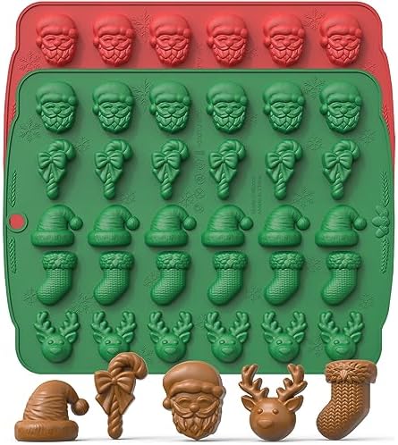 Amazon.com: Christmas Chocolate Molds Silicone, Christmas Silicone ...