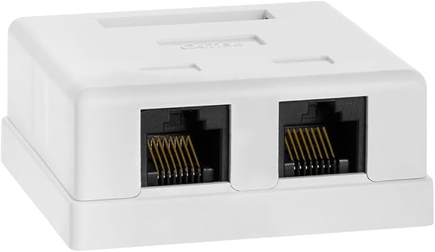 Amazon.com: Cmple - 2 Port Cat5e Surface Mount Box, RJ45 Cat5 Dual Port ...