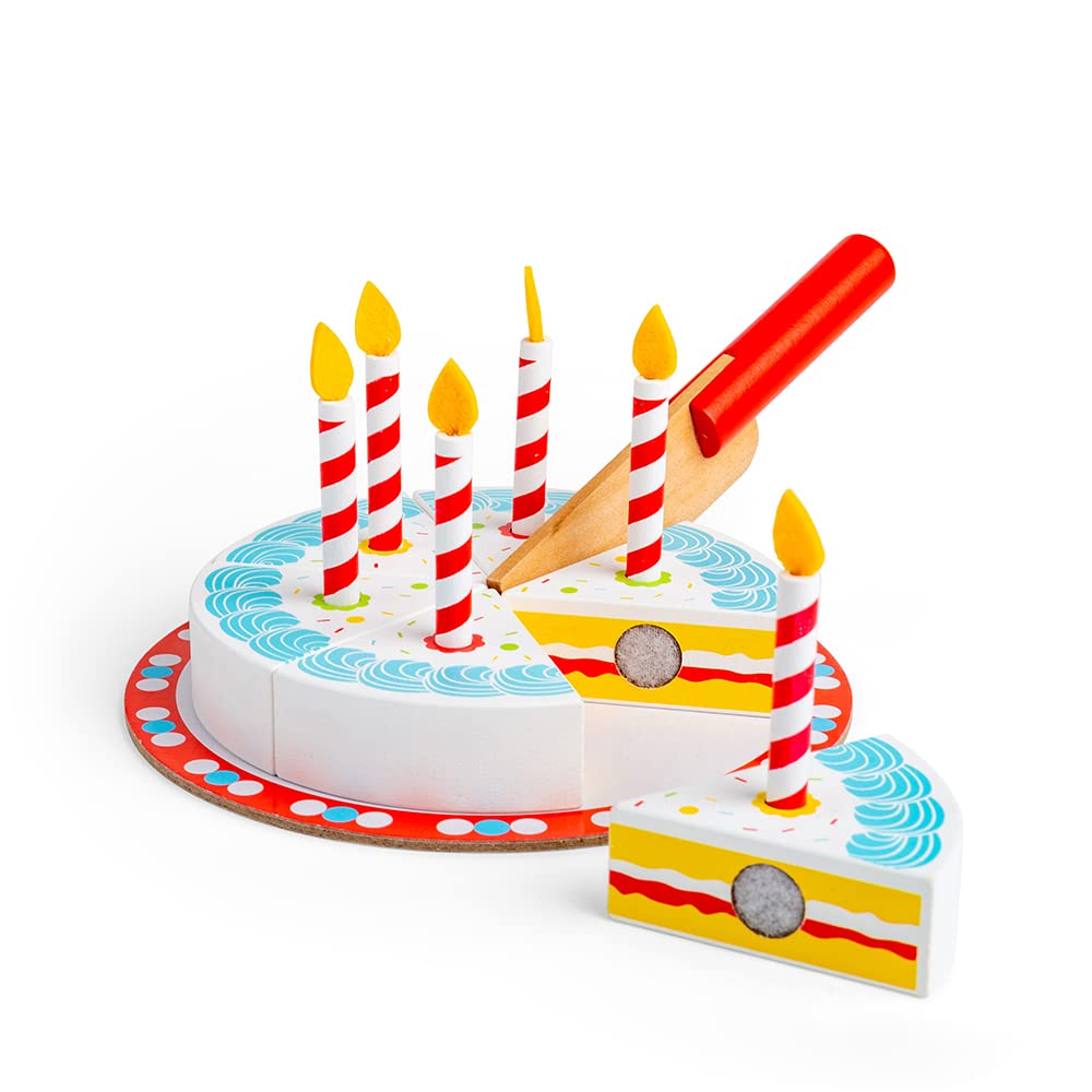 Bigjigs Toys Wooden Birthday Cake with Candles - Play Food and Role ...