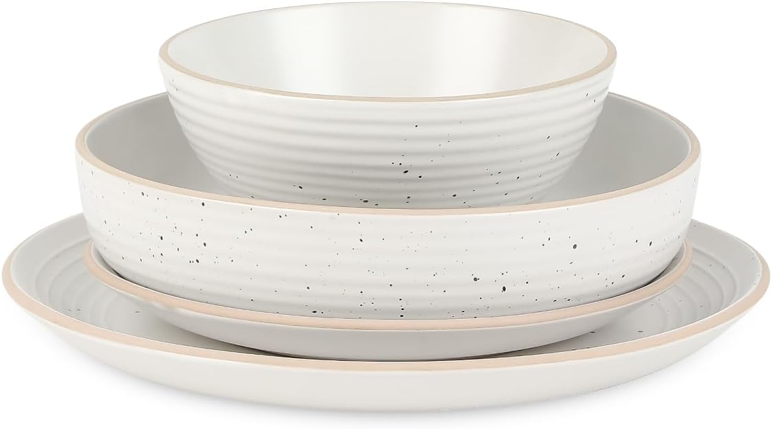 Amazon.com | Gibson Home Dinah 16 Piece Double Bowl Stoneware Embossed ...