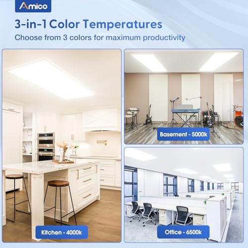 Amico 48 Pack 2x4 LED Flat Panel Light Fixture Selectable Color ...