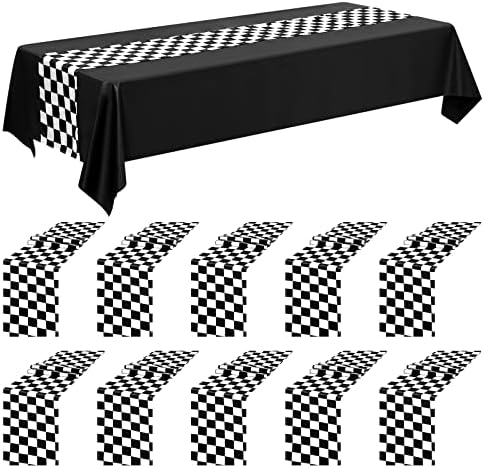 Amazon.com: 15 Pack Checkered Table Runner Polyester Black and White ...