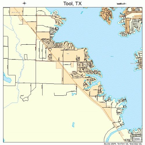 Large Street & Road Map of Tool, Texas TX - Printed poster size wall ...