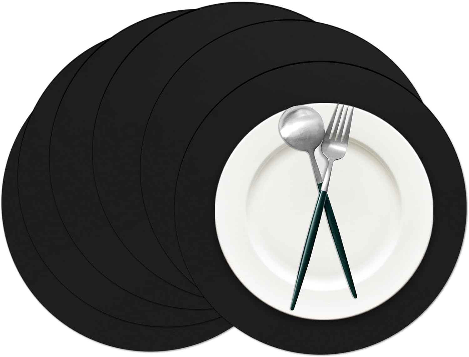 Amazon.com: 50 Black Paper Place Mats Black Round Disposable Table Mats ...