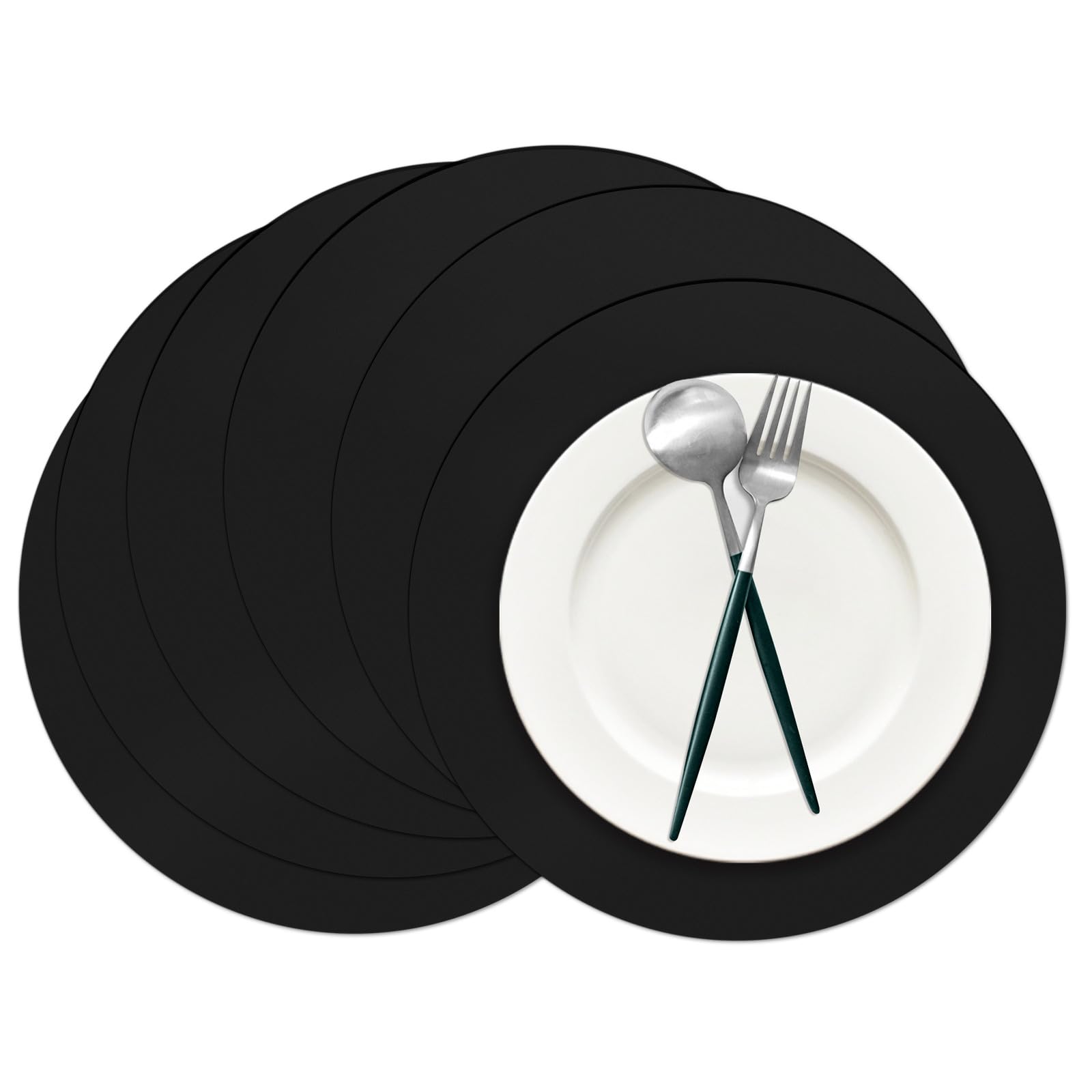 Amazon.com: 50 Pieces Black Paper Place Mats Black Round Disposable ...
