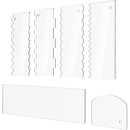 Amazon.com: Cake Scraper 6 Pieces Acrylic Cake Smoother Scraper Cake ...