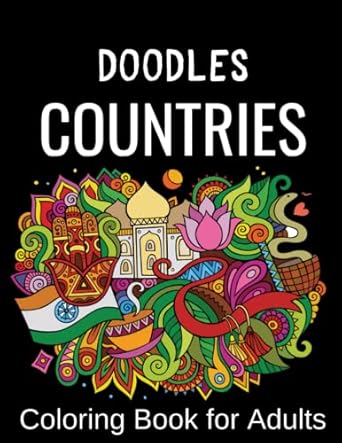 Countries Doodle Coloring Book for Adults: Stress Relieving Doodle ...