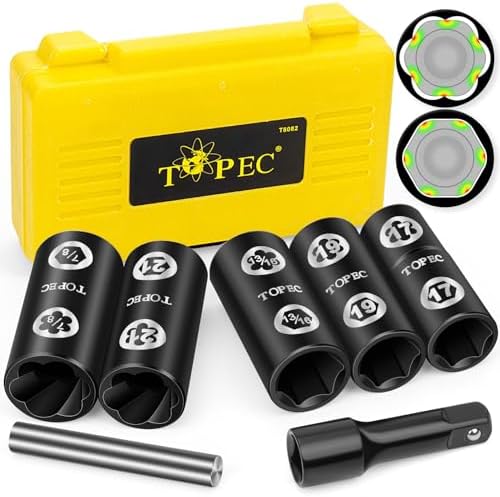 THINKWORK 1/2 Inch Drive Lug Nut Extractor Set, 5pcs Flip Wheel Lock ...