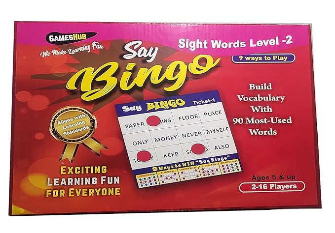 Buy Multicolor Sight Words Bingo Educational Non Tearable Board Game ...