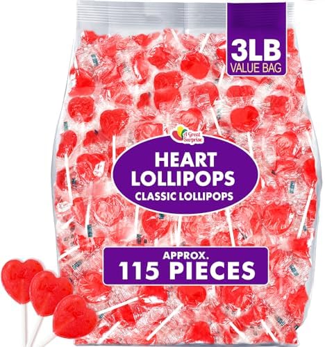 Amazon.com : Red Heart Lollipops - 3 Pounds- Heart Shaped Lollipops ...