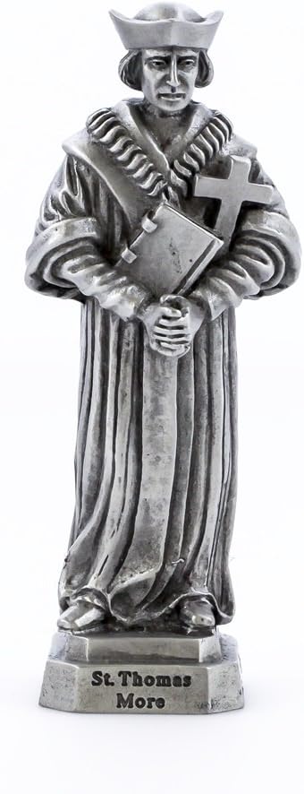 Pewter Catholic Saint St Thomas More Statue with Laminated Prayer Card ...