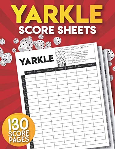 Yarkel Score Sheets: 130 Large Score Sheets for Scorekeeping | Yarkle ...