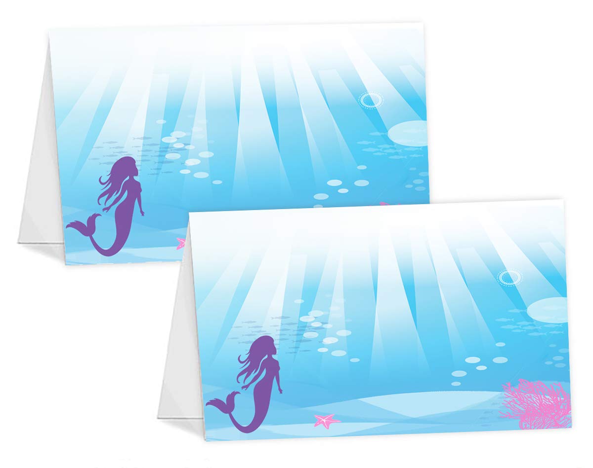 Amazon.com: Mermaid Party Table Tents - 12 Mermaid Buffet Cards ...