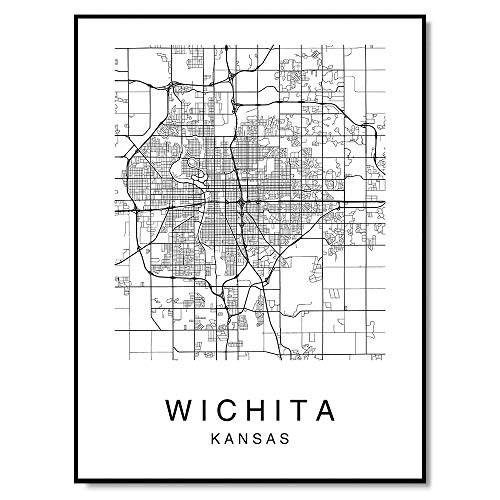 Amazon.com: Wichita Map Wall Art Poster Print Kansas USA City Map ...