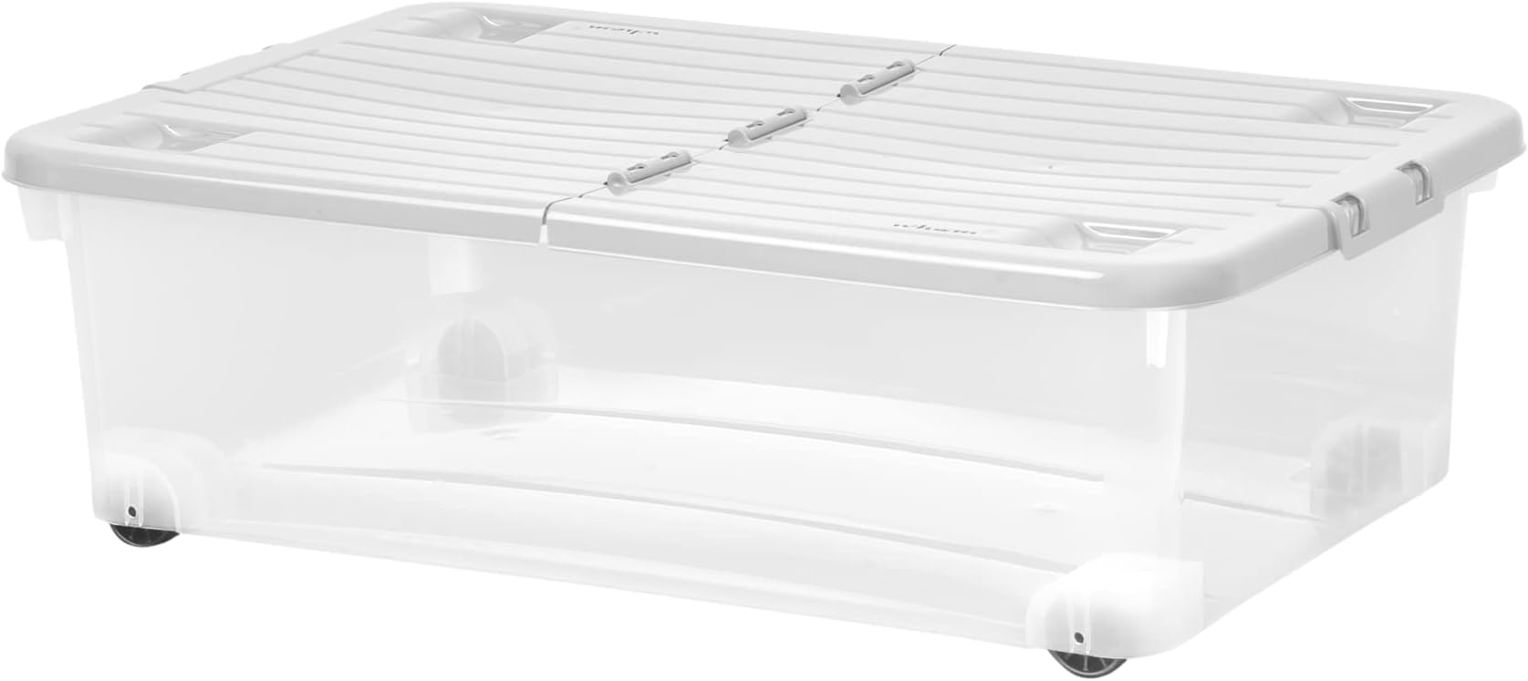 Wham Underbed Storage Box Wheeled Clear Plastic Toy Drawer w. Lid 60cm ...