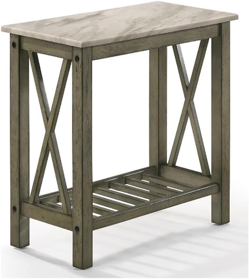 Amazon.com: BOWERY HILL Modern Faux Marble Top End Table in Dark Cherry ...