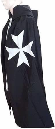 Amazon.com: BRICKS MASONS Masonic Knight Malta Cloak Mantle Black with ...
