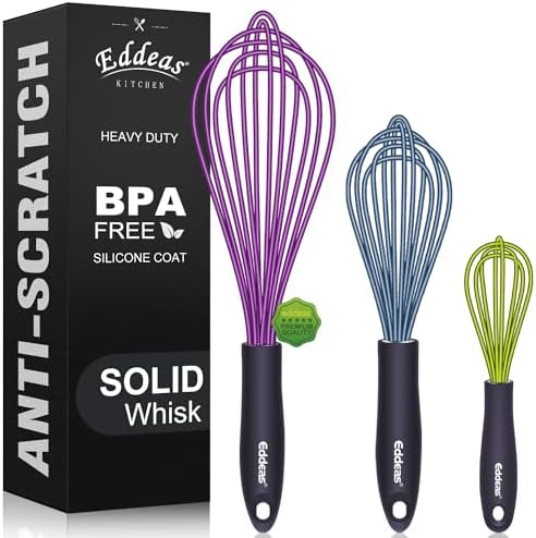 Amazon.com: Silicone Whisks Set With 8in Rest, Walfos Non Scratch ...