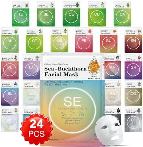 Amazon.com : VESPRO Collagen Essence Sheet Facial Masks (48 Pack), Bulk ...